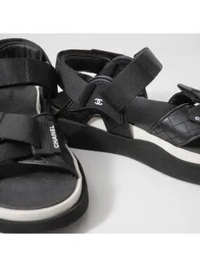 CHANEL | Shoes | Chanel Sandals 36 Cc Logo Quilted Sports Shoes | Poshmark